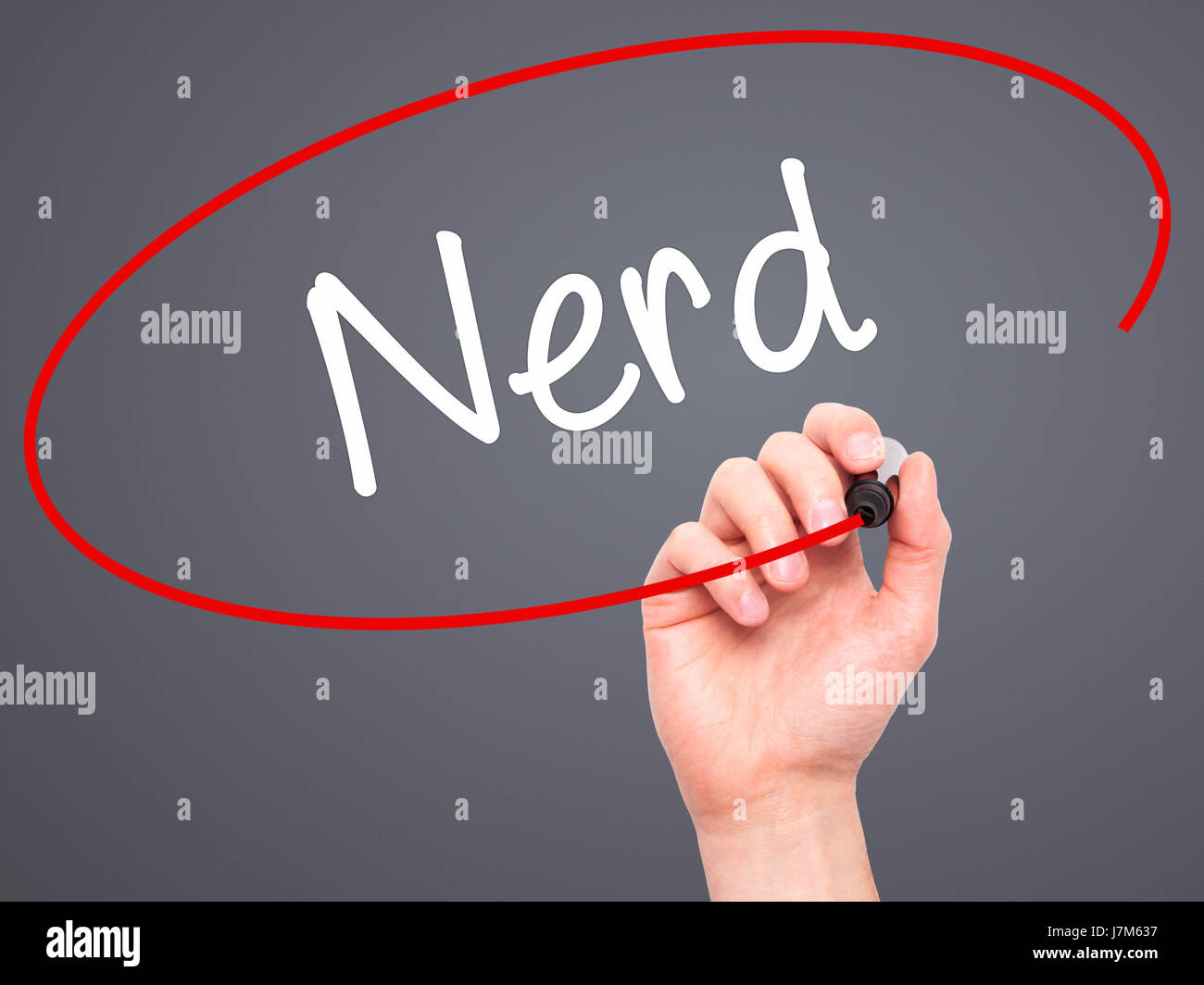 Man Hand writing Nerd with black marker on visual screen. Isolated on ...