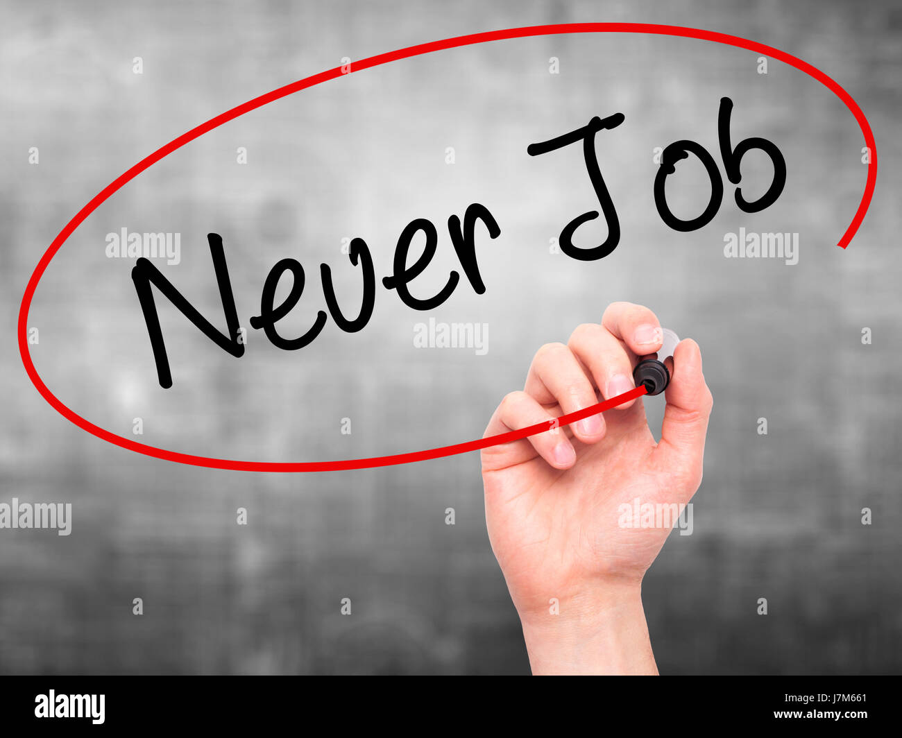 Man Hand writing Neuer Job (New Job in German) with black marker on ...