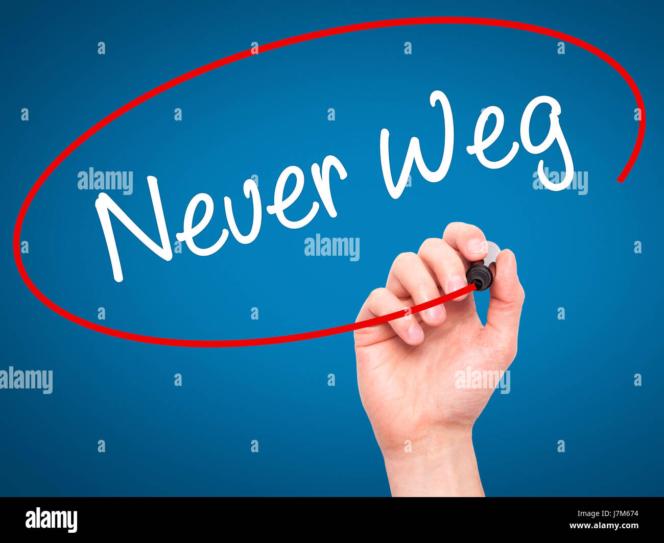 Man Hand writing Neuer Weg (New Way in German) with black marker on ...