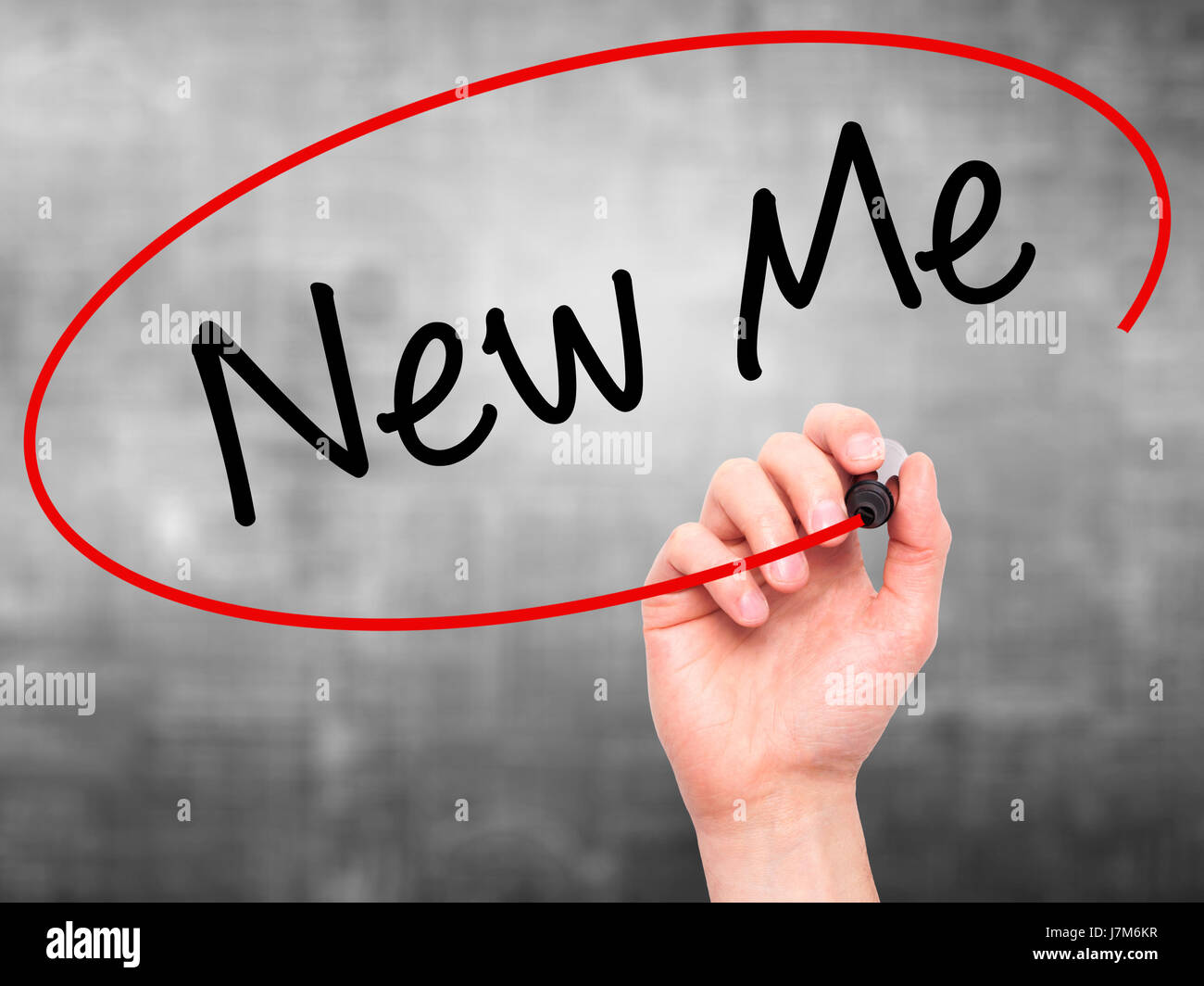 Man Hand writing New Me with black marker on visual screen. Isolated on ...