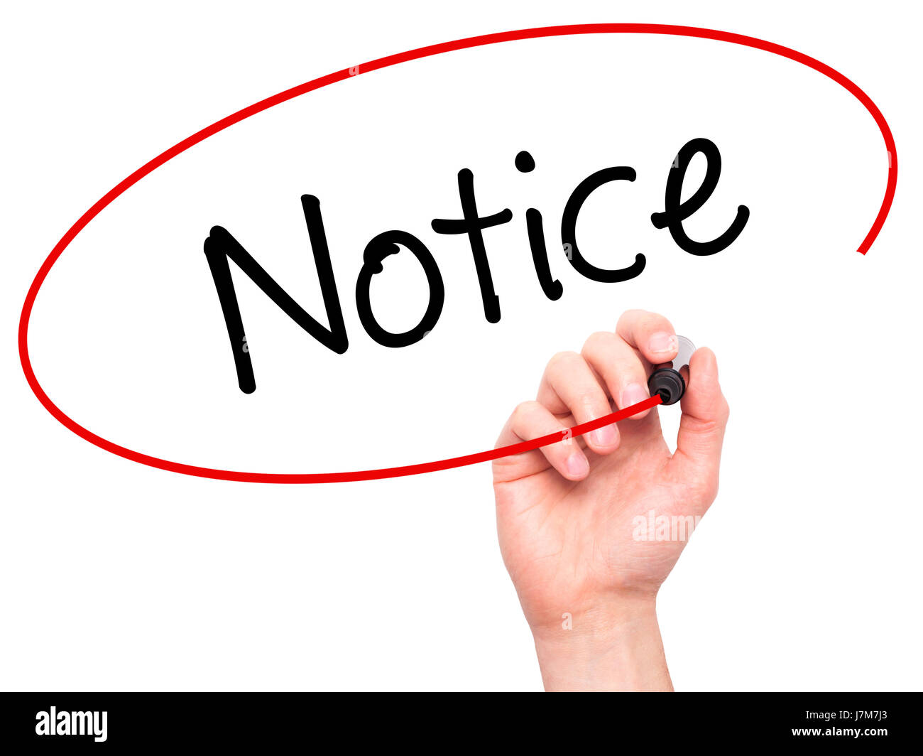 Man Hand writing Notice with black marker on visual screen. Isolated on ...