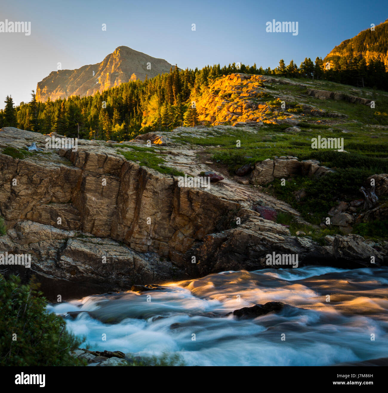 rushing water brook stream current gorge montana glacier garden wall ...