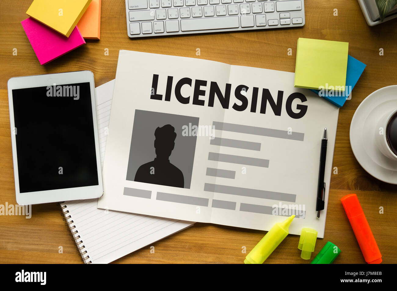 Patent License agreement LICENSING business man hand working on laptop ...