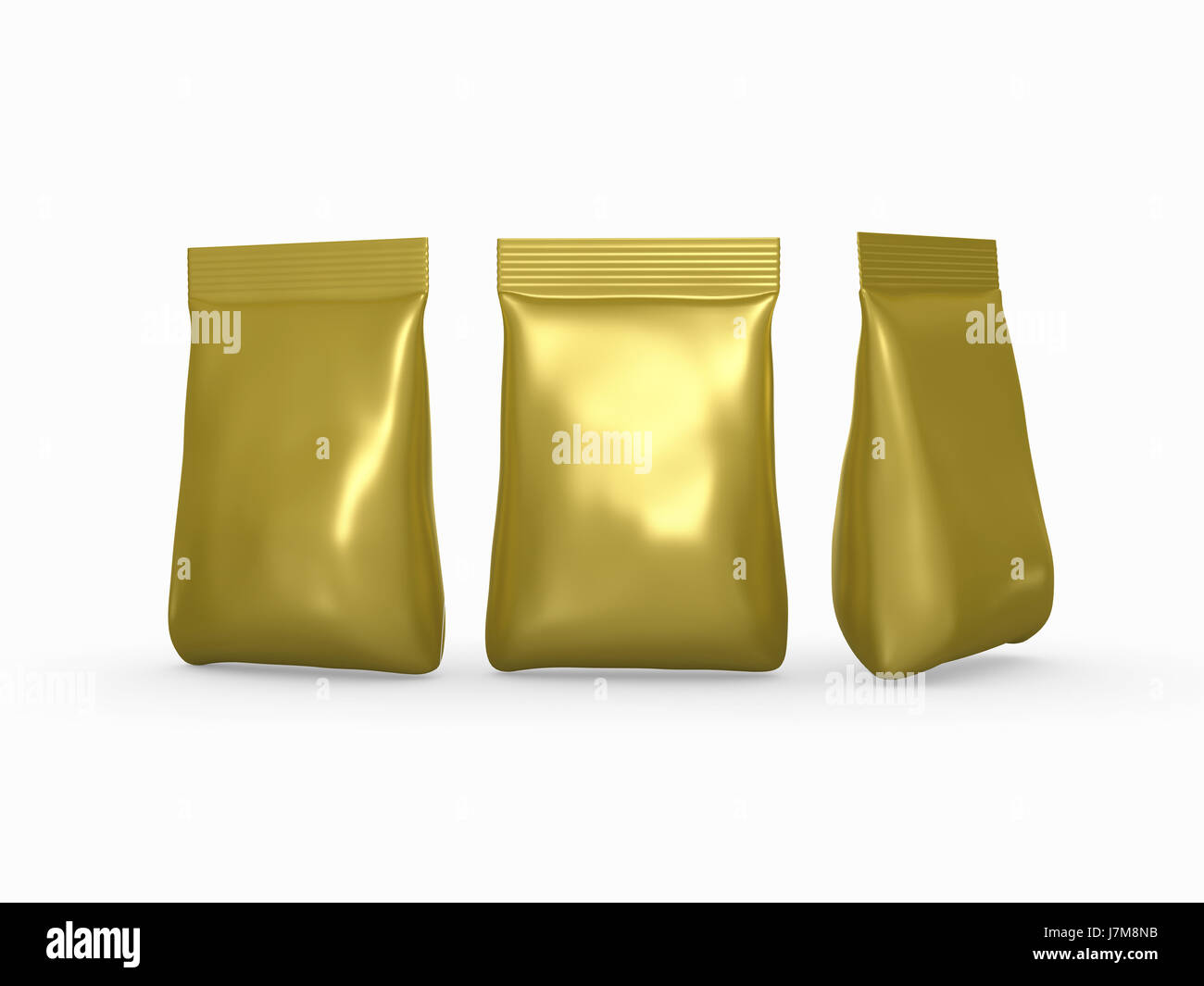Gold aluminium foil bag packet with clipping path, Packaging or wrapper ...