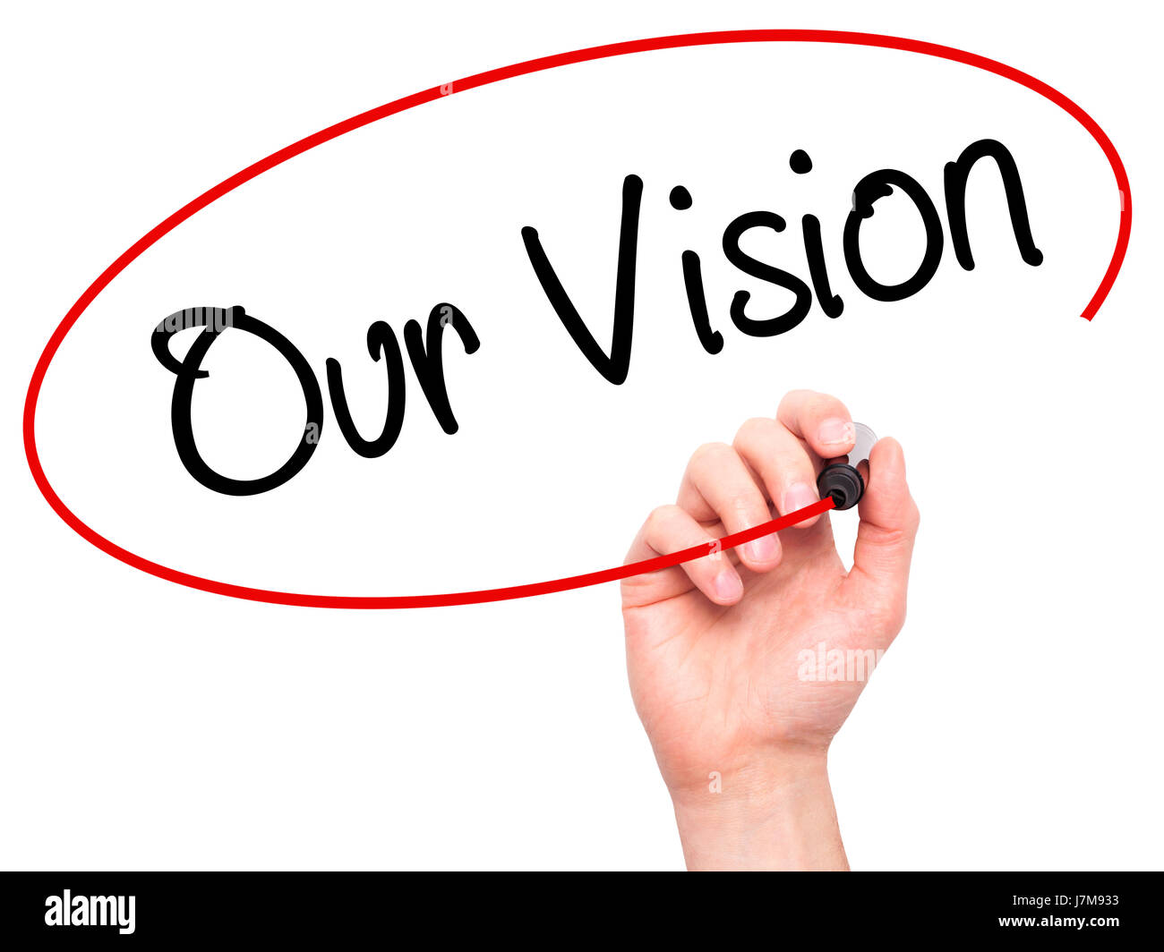 Man Hand writing Our Vision with black marker on visual screen ...