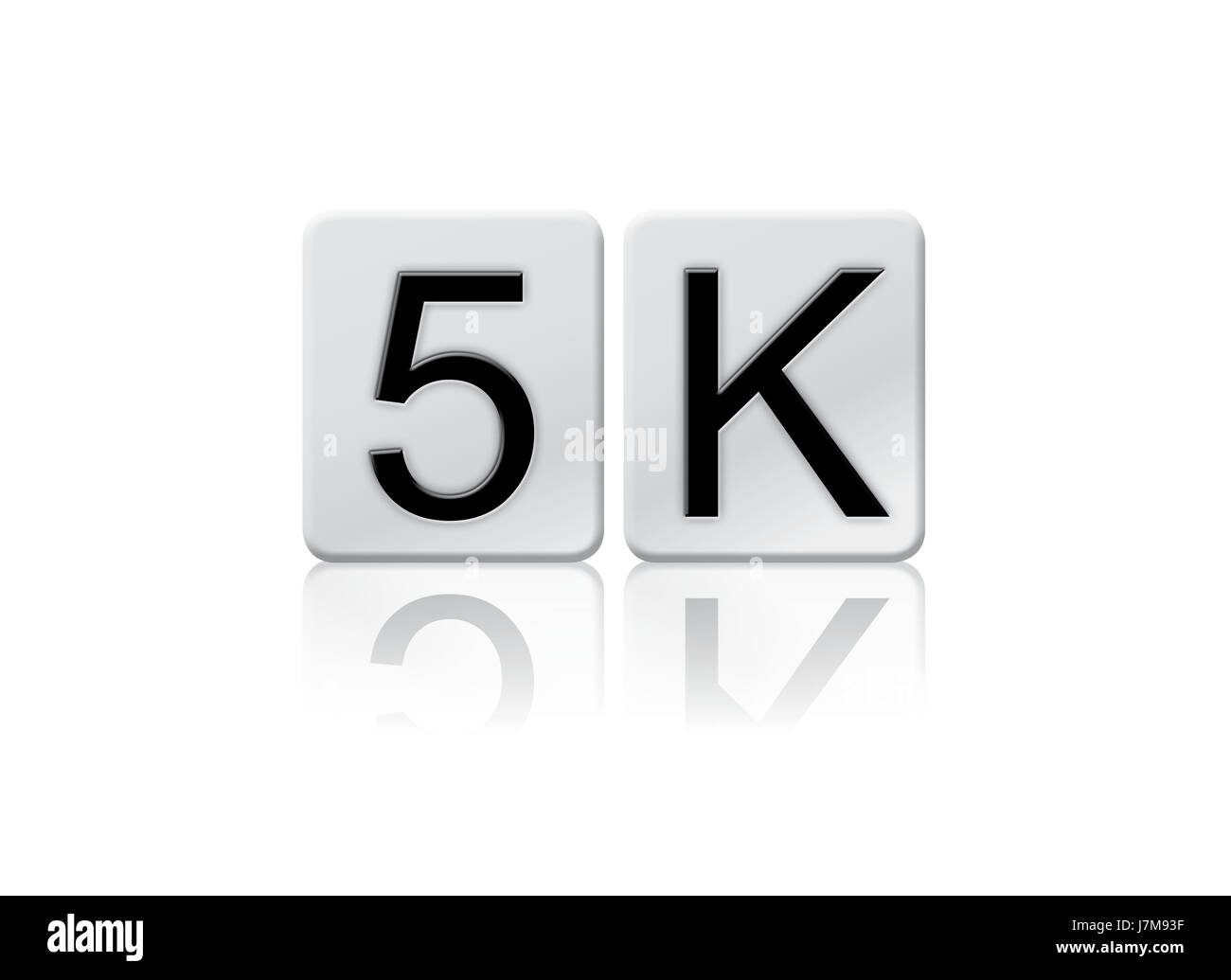 The word 5K concept and theme written in white tiles and isolated on a ...