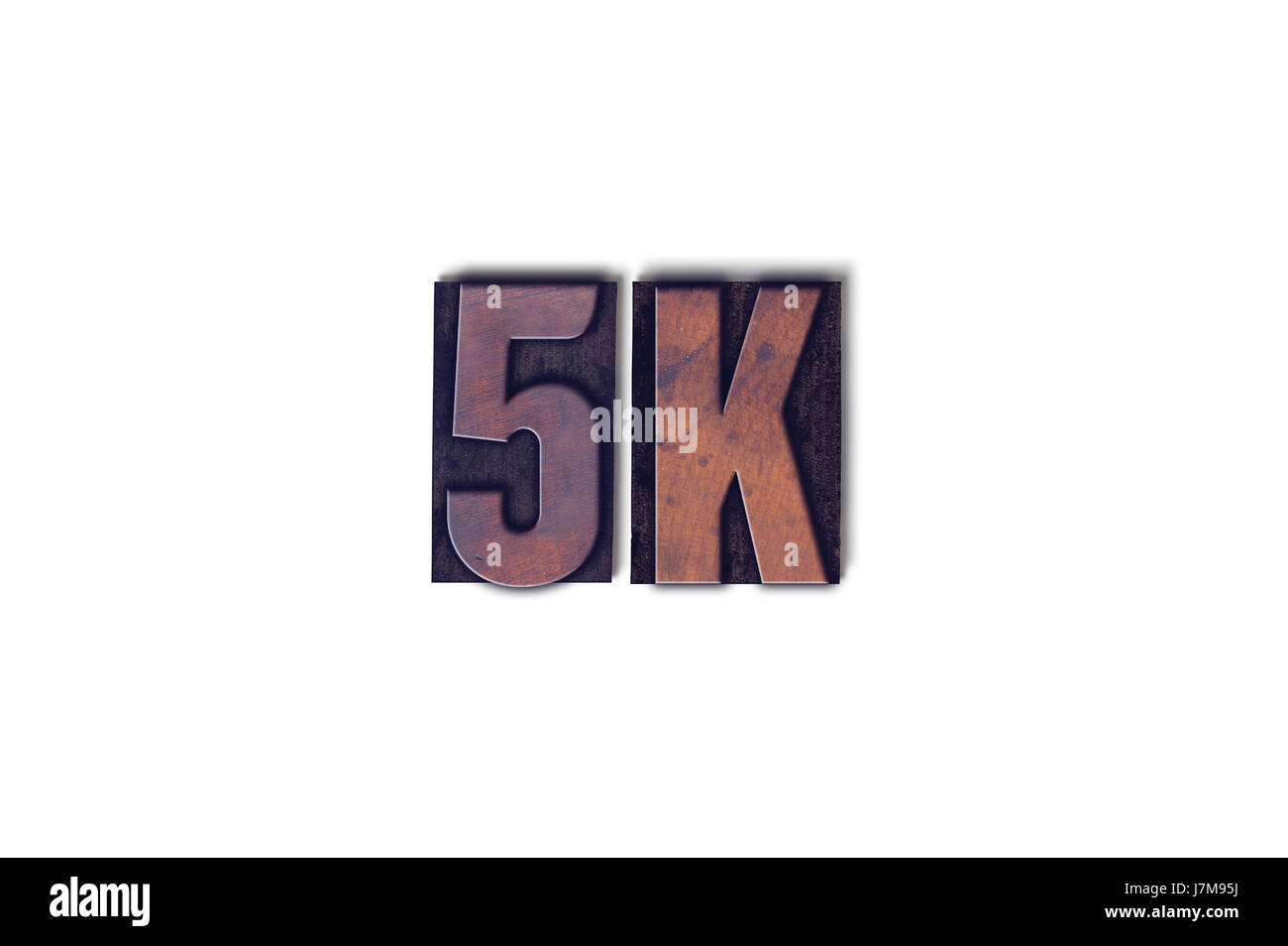 The word 5K concept and theme written in vintage wooden letterpress ...