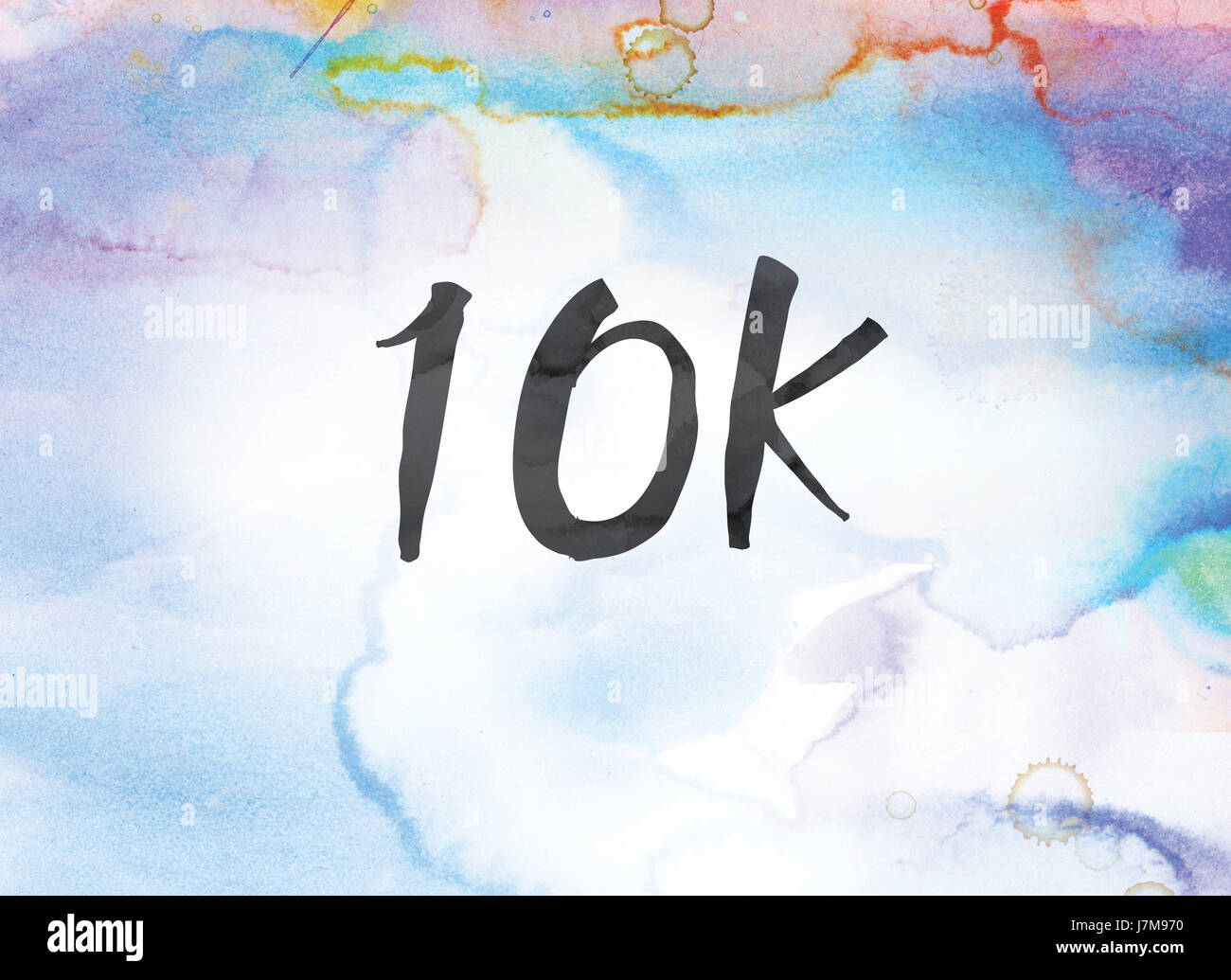 The word 10K concept and theme written in black ink on a colorful ...