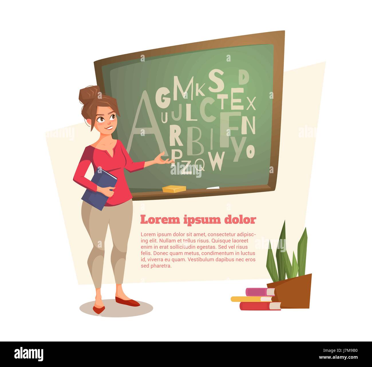 Female Teacher Standing Classroom Stock Vector Images - Alamy