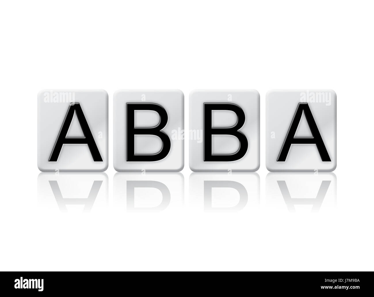 The word ABBA concept and theme written in white tiles and isolated on ...