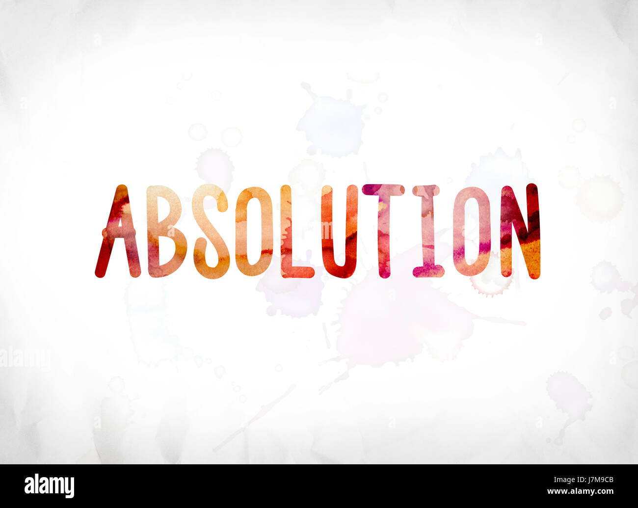 The word Absolution concept and theme painted in colorful watercolors ...