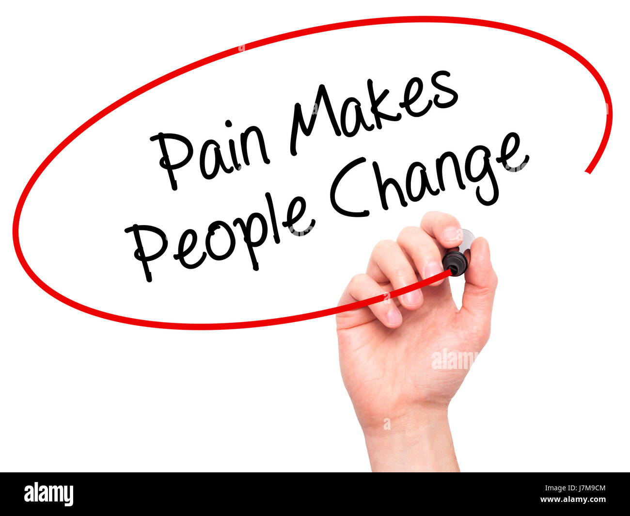 Man Hand writing Pain Makes People Change with black marker on visual ...