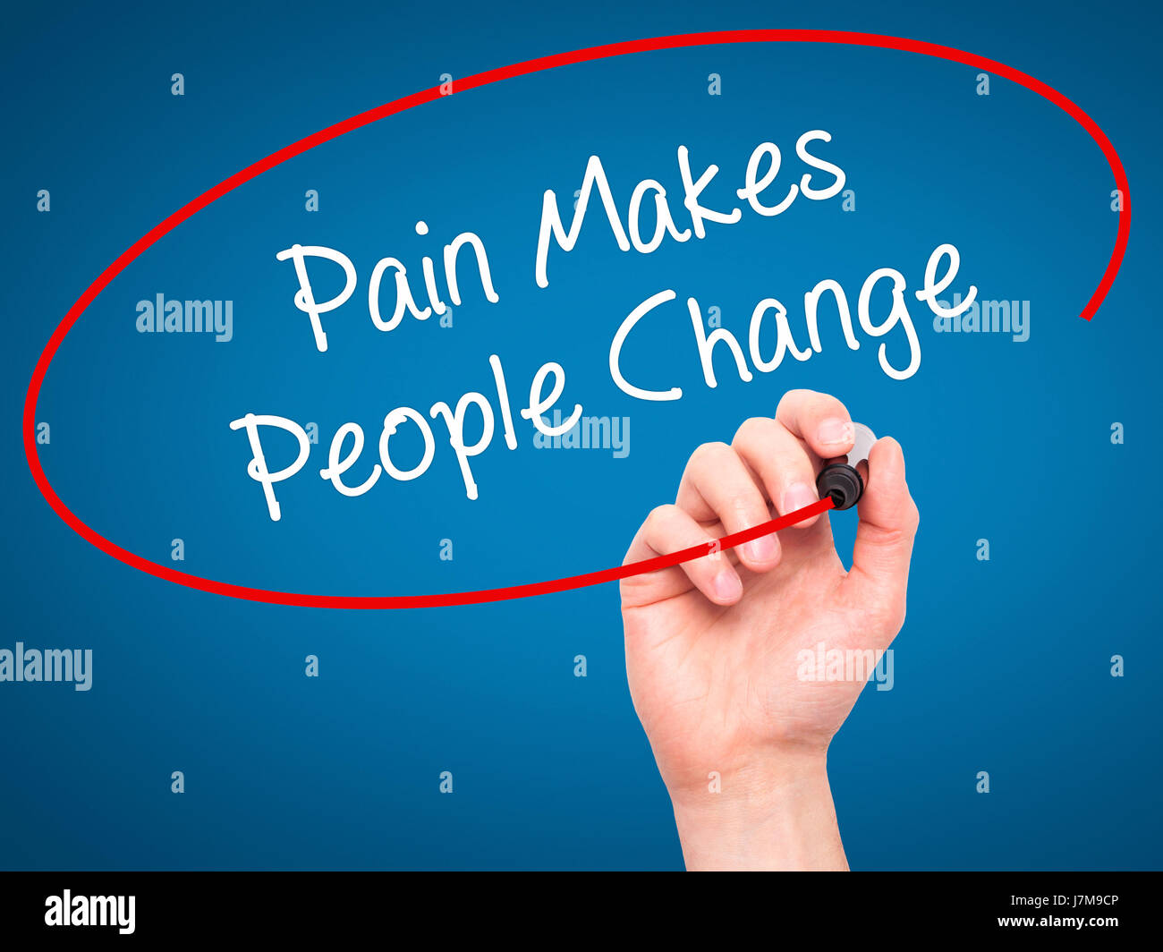 Man Hand writing Pain Makes People Change with black marker on visual ...