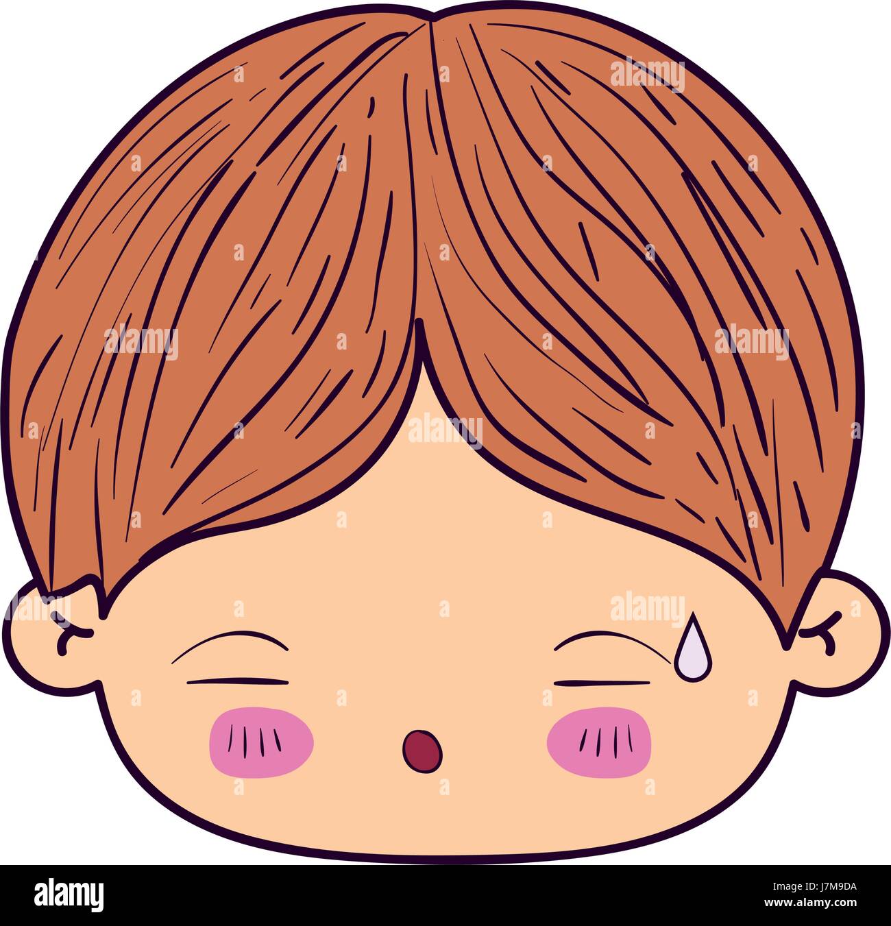 colorful caricature kawaii face little boy with facial expression of ...