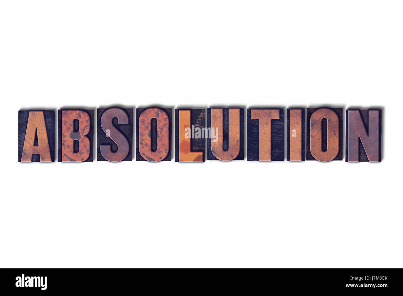 The word Absolution concept and theme written in vintage wooden ...