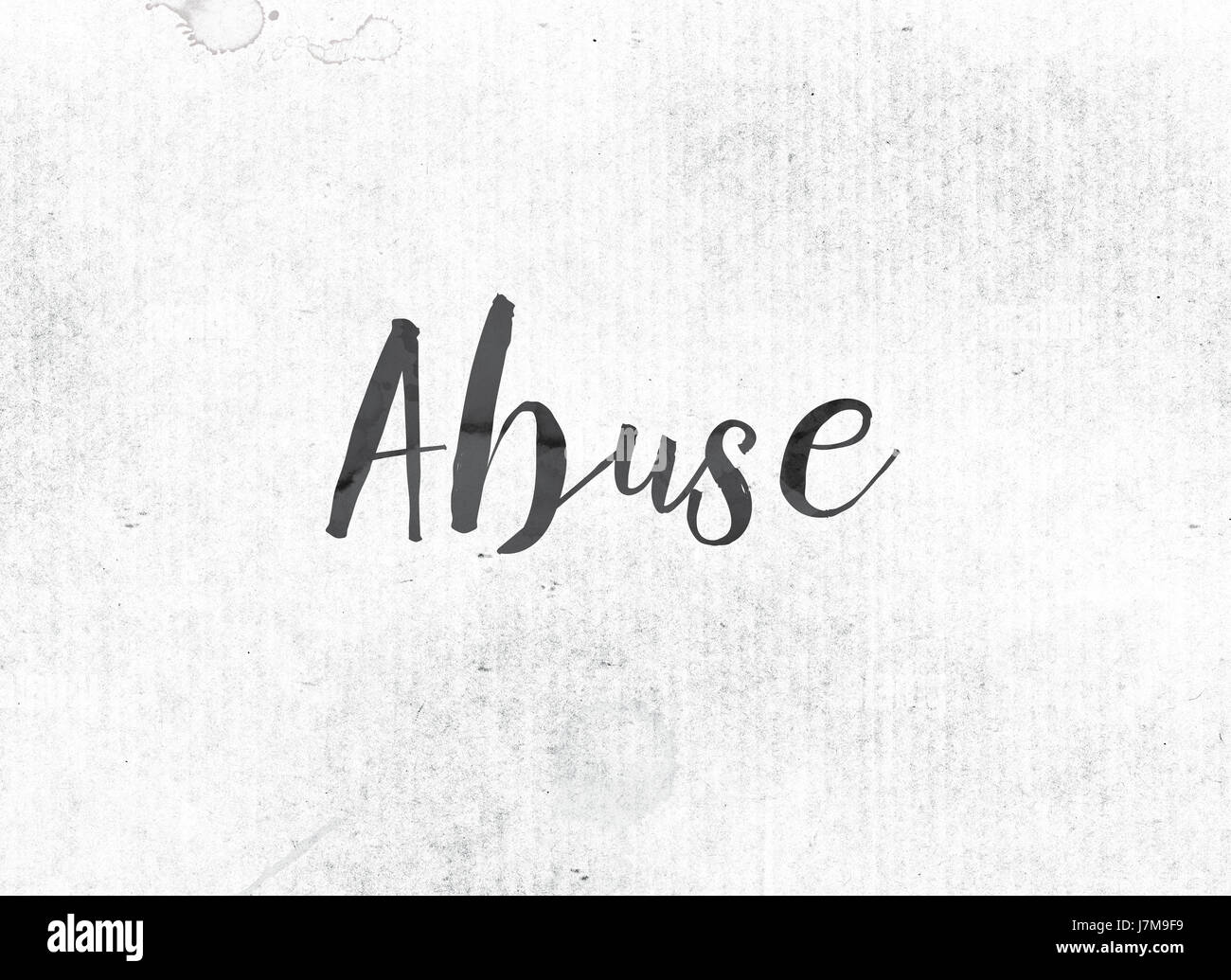 The word Abuse concept and theme painted in black ink on a watercolor ...