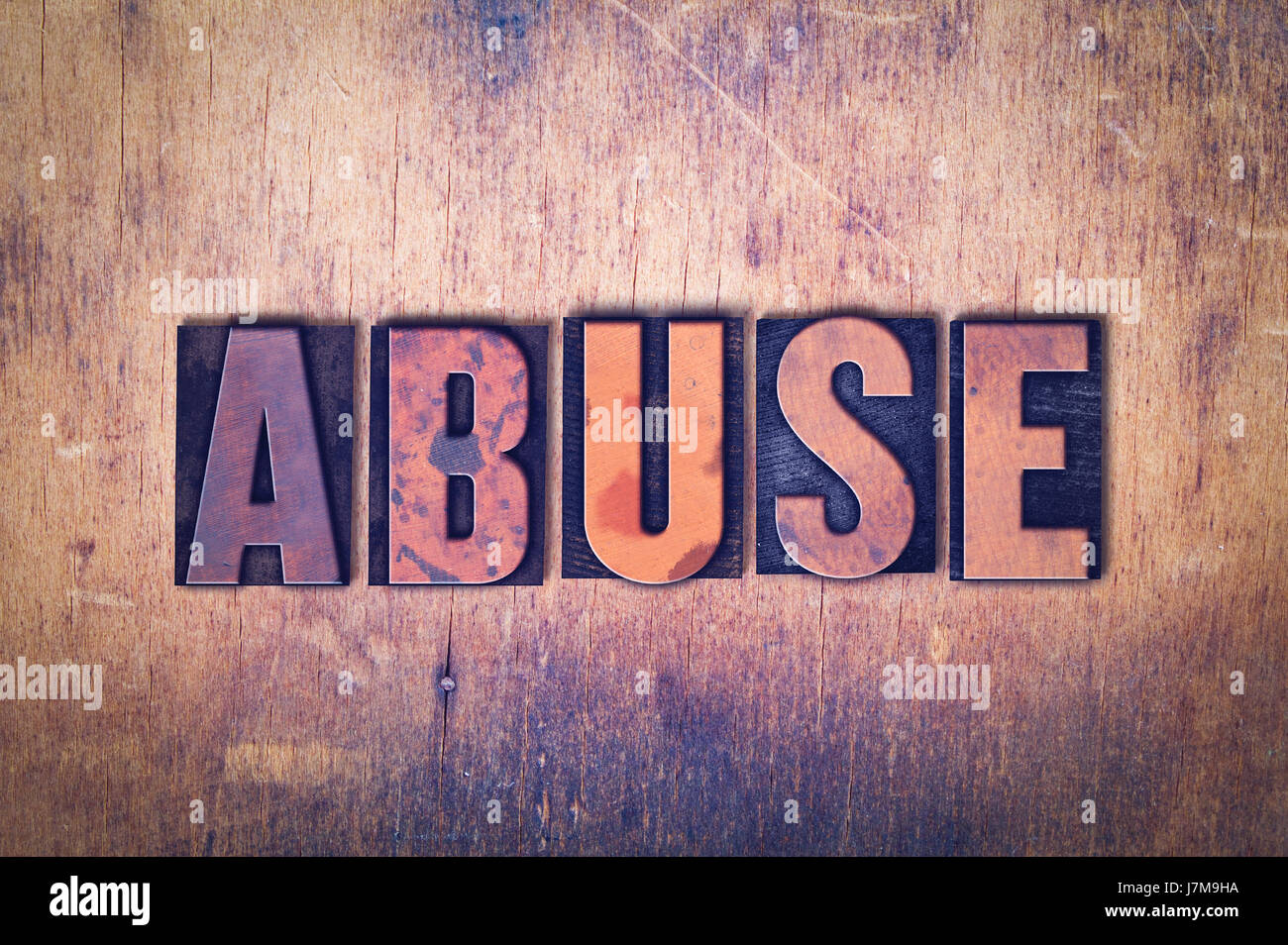 The word Abuse concept and theme written in vintage wooden letterpress ...
