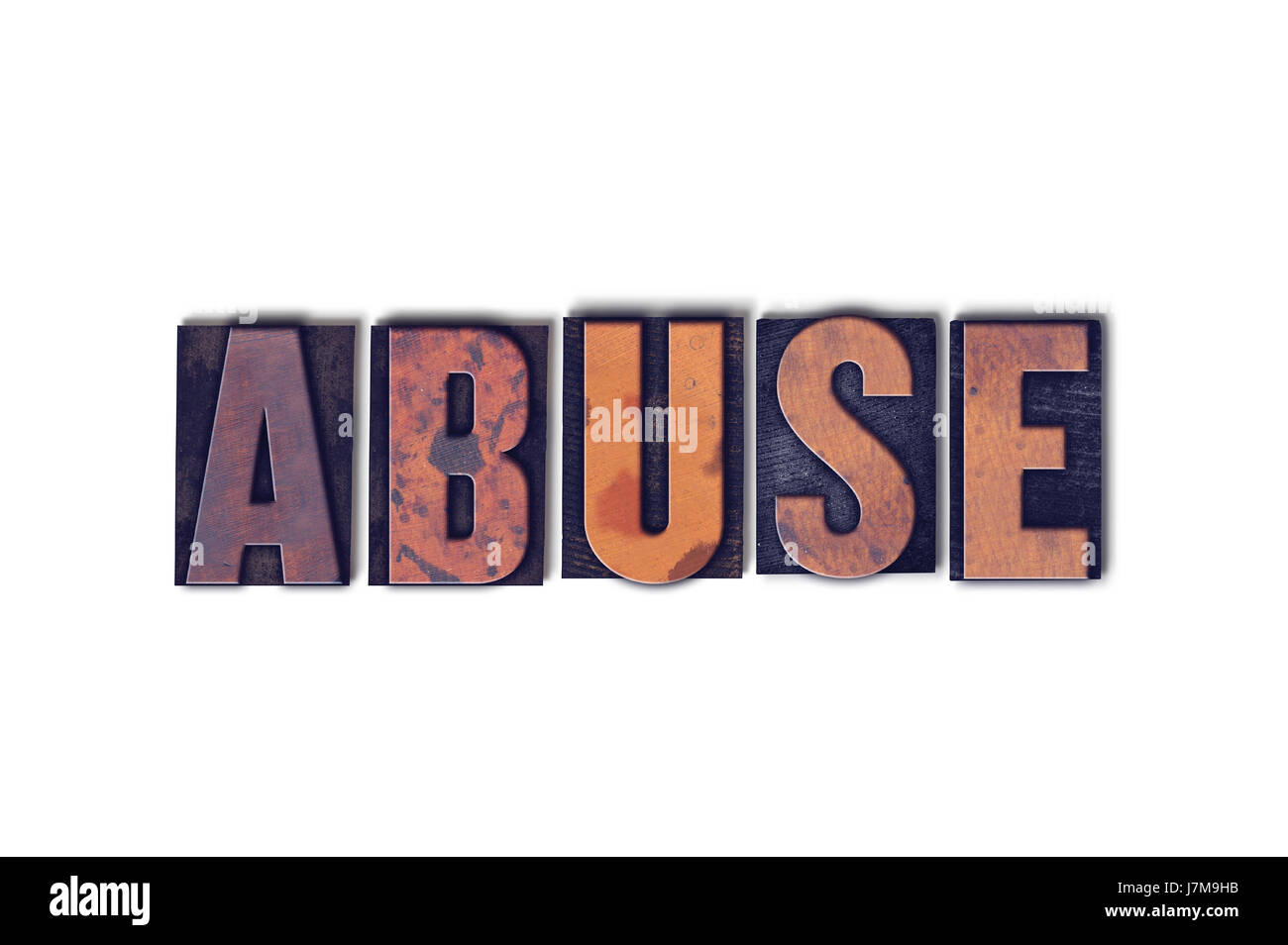 The word Abuse concept and theme written in vintage wooden letterpress ...