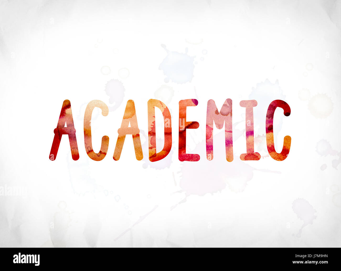 The word Academic concept and theme painted in colorful watercolors on ...