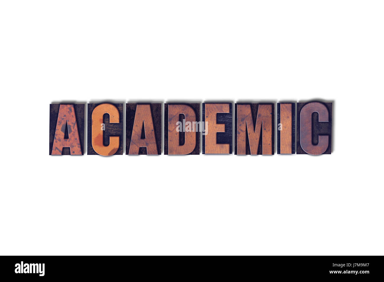 The word Academic concept and theme written in vintage wooden ...