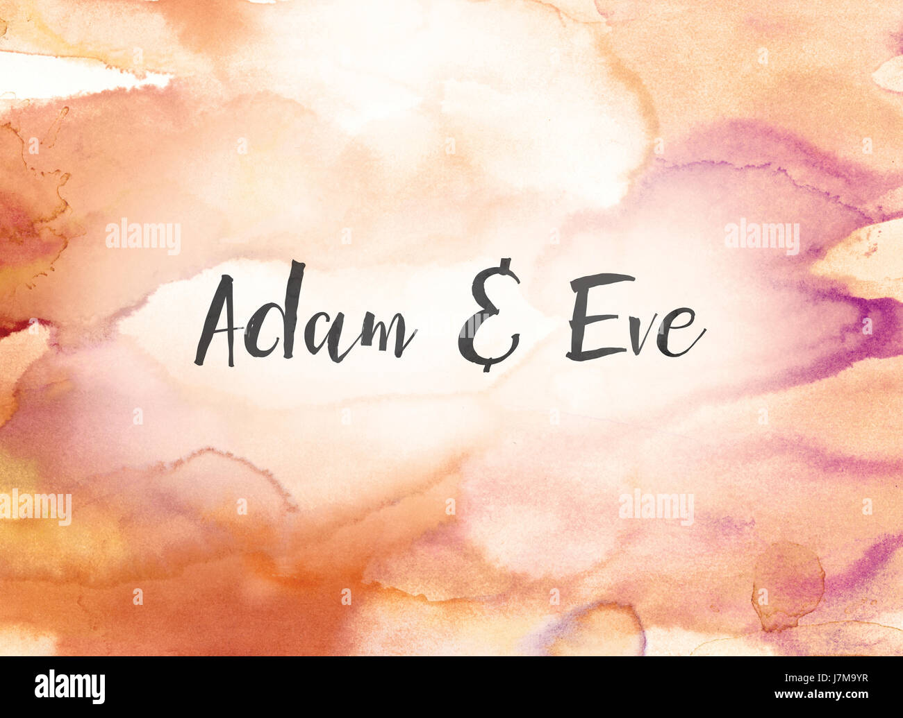 Adam and Eve concept and theme written in black ink on a colorful ...