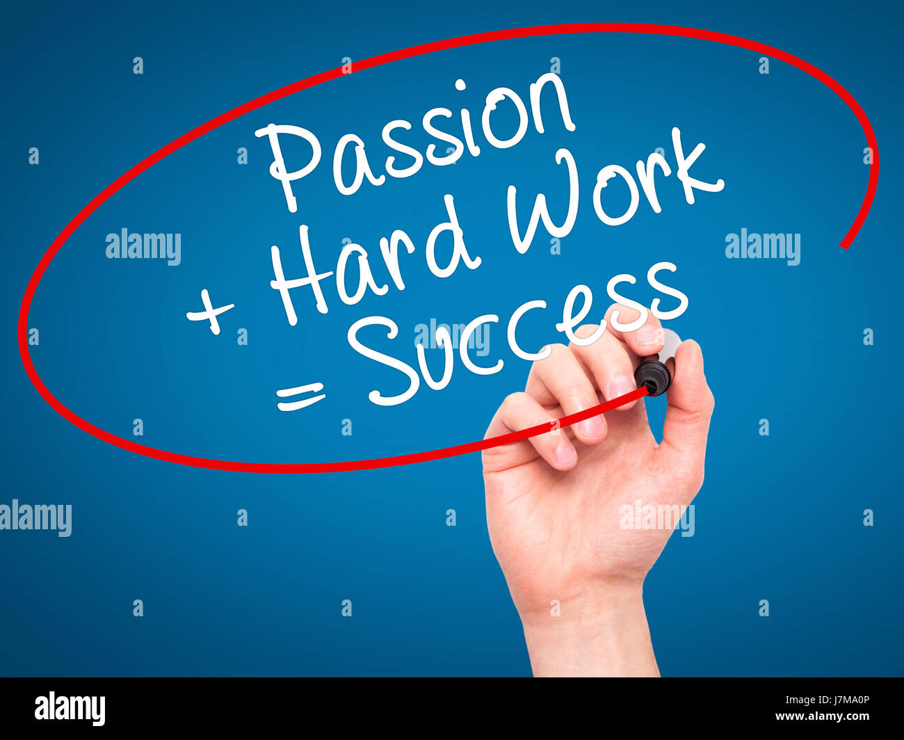 Man Hand writing Passion + Hard Work = Success with black marker on ...