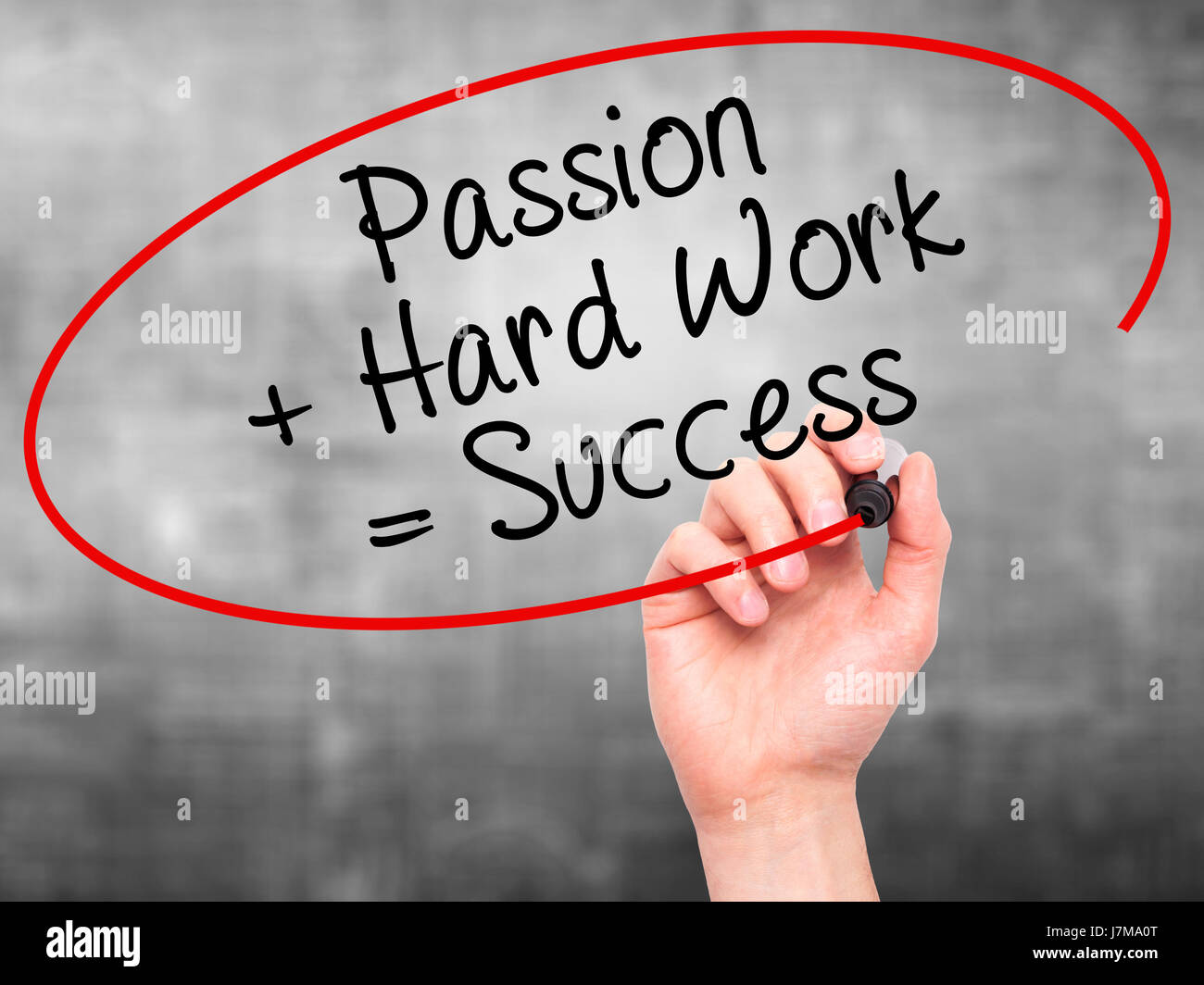 Man Hand writing Passion + Hard Work = Success with black marker on ...