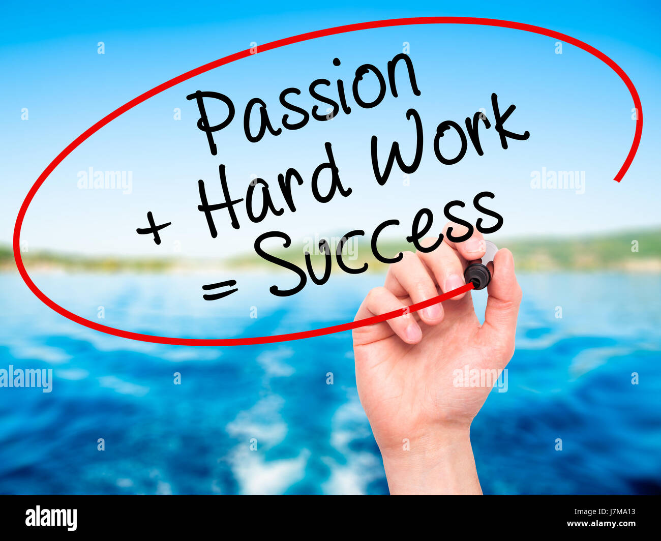 Man Hand writing Passion + Hard Work = Success with black marker on ...