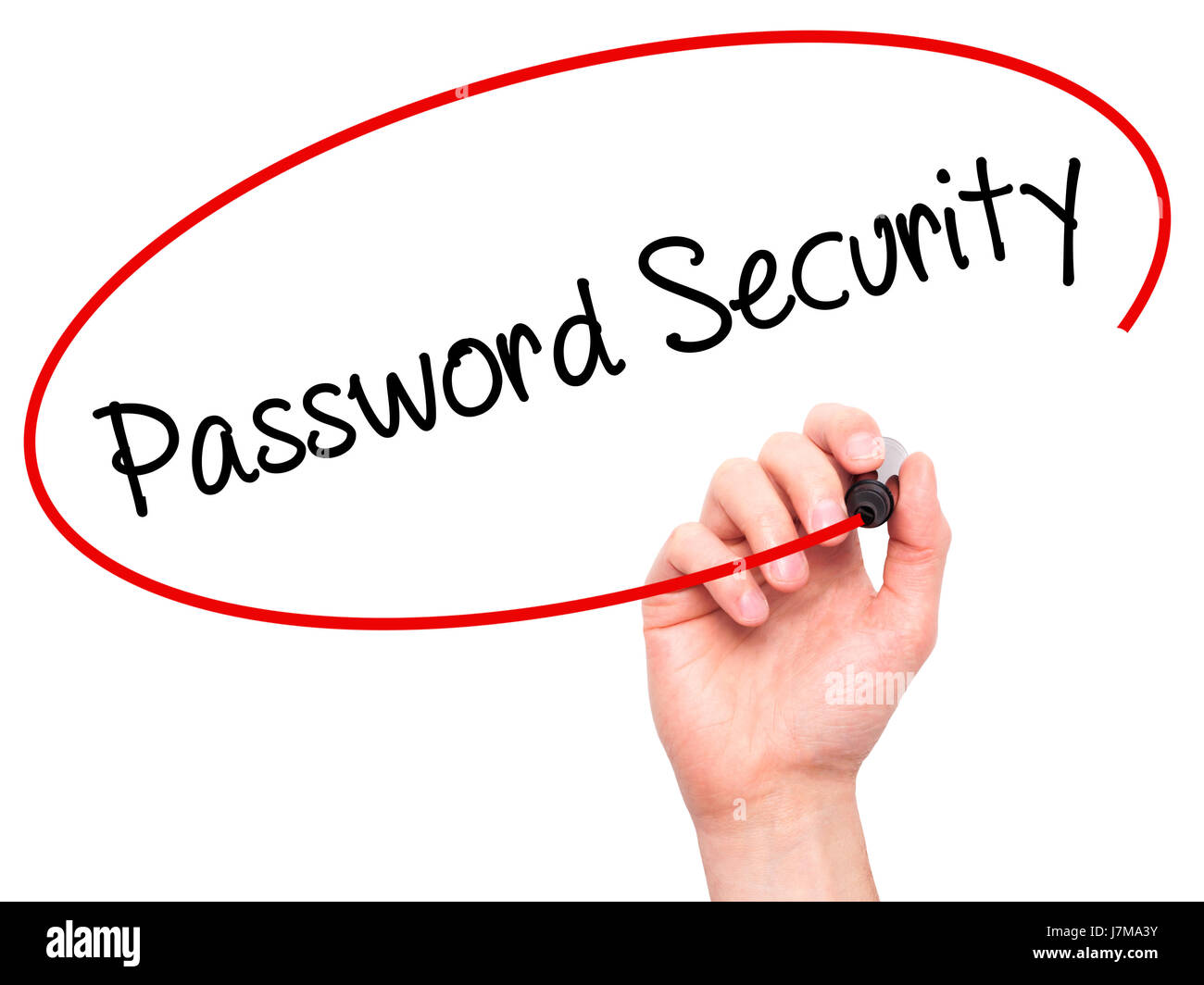Man Hand writing Password Security with black marker on visual screen ...