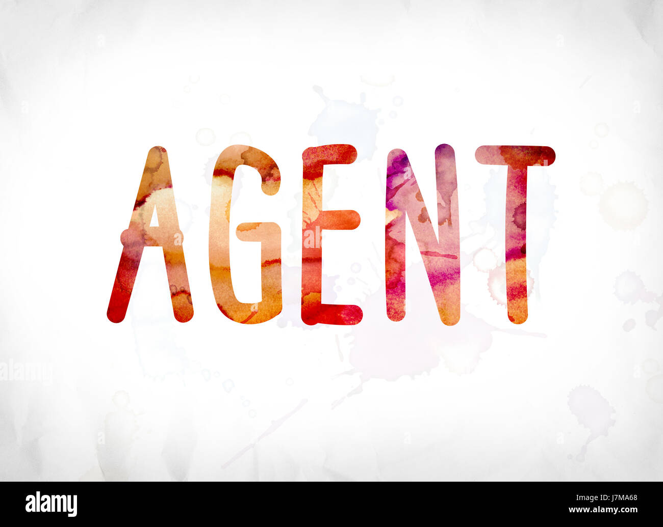 The word Agent concept and theme painted in colorful watercolors on a ...