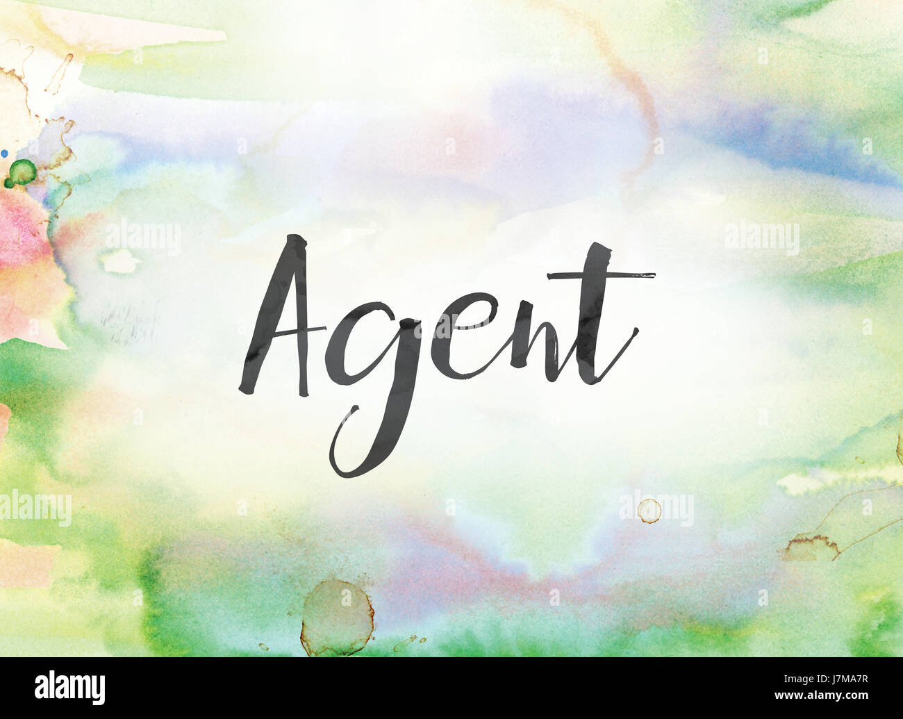 The word Agent concept and theme written in black ink on a colorful ...