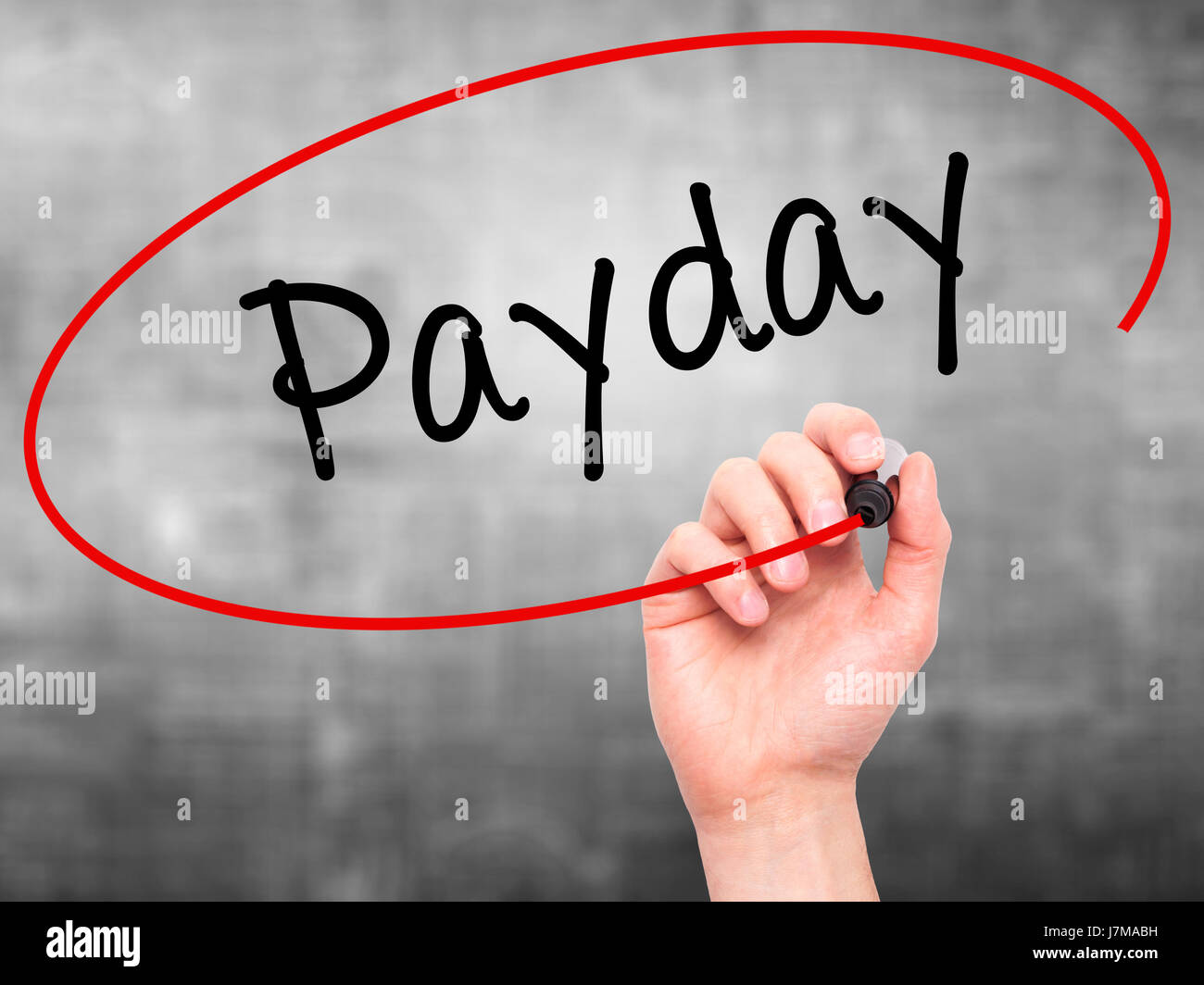 Man Hand writing Payday with black marker on visual screen. Isolated on ...