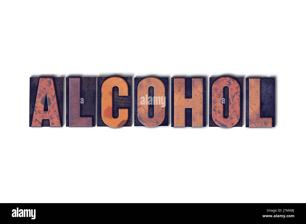 The word Alcohol concept and theme written in vintage wooden ...