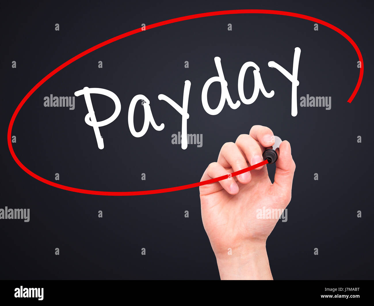 Man Hand writing Payday with black marker on visual screen. Isolated on ...