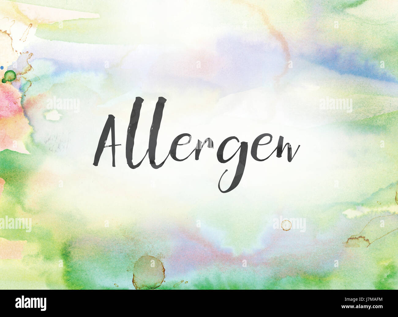 The word Allergen concept and theme written in black ink on a colorful ...
