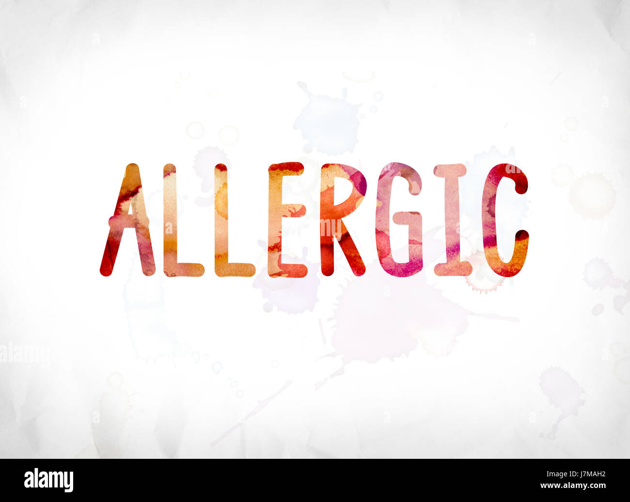 The word Allergic concept and theme painted in colorful watercolors on ...