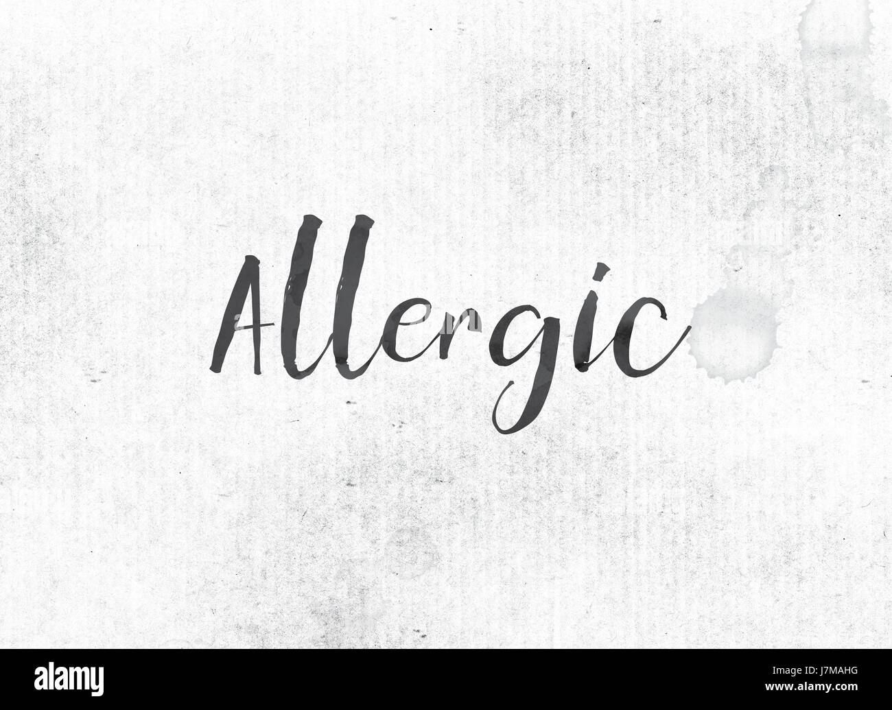 The word Allergic concept and theme painted in black ink on a ...
