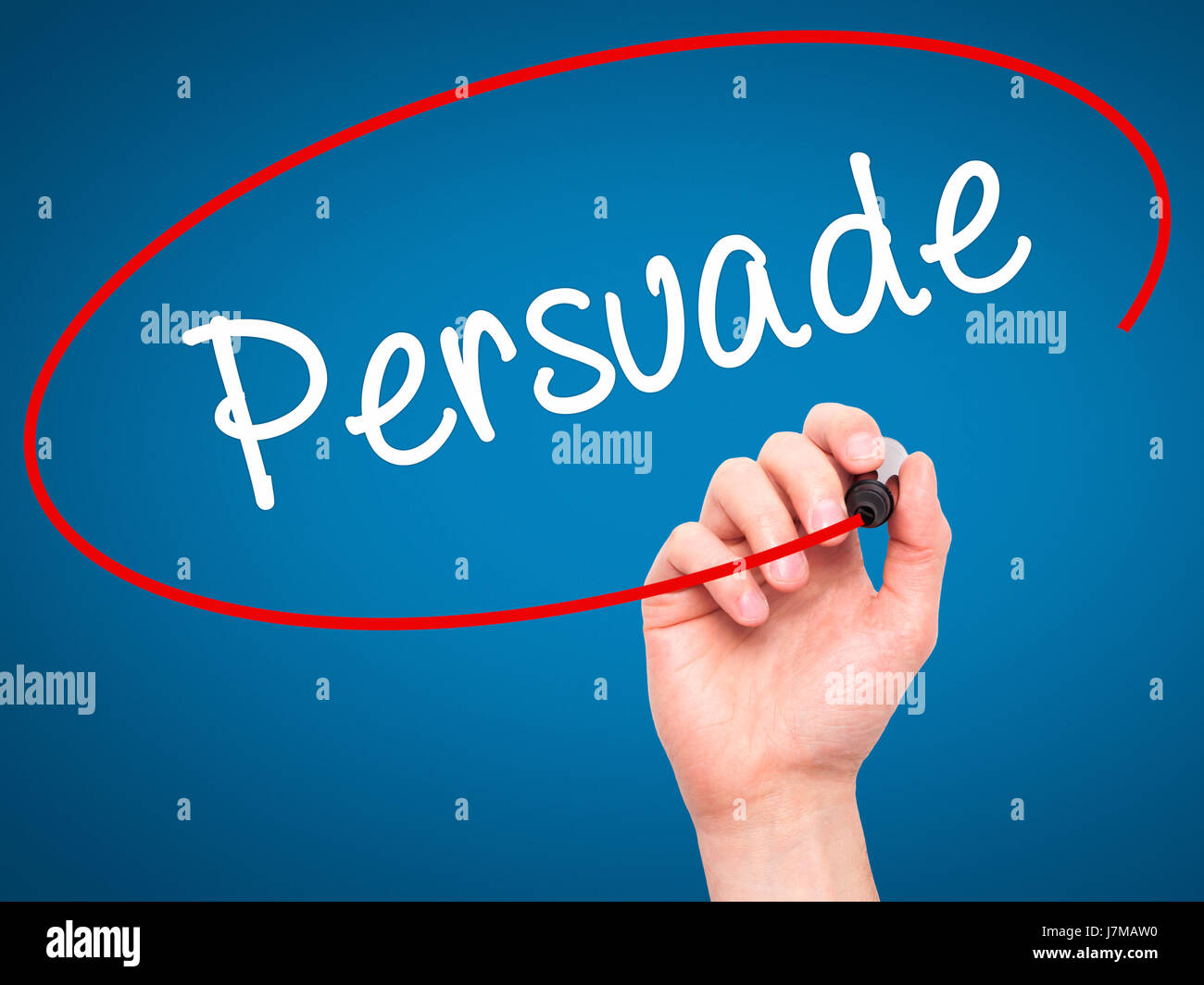 Man Hand writing Persuade with black marker on visual screen. Isolated ...