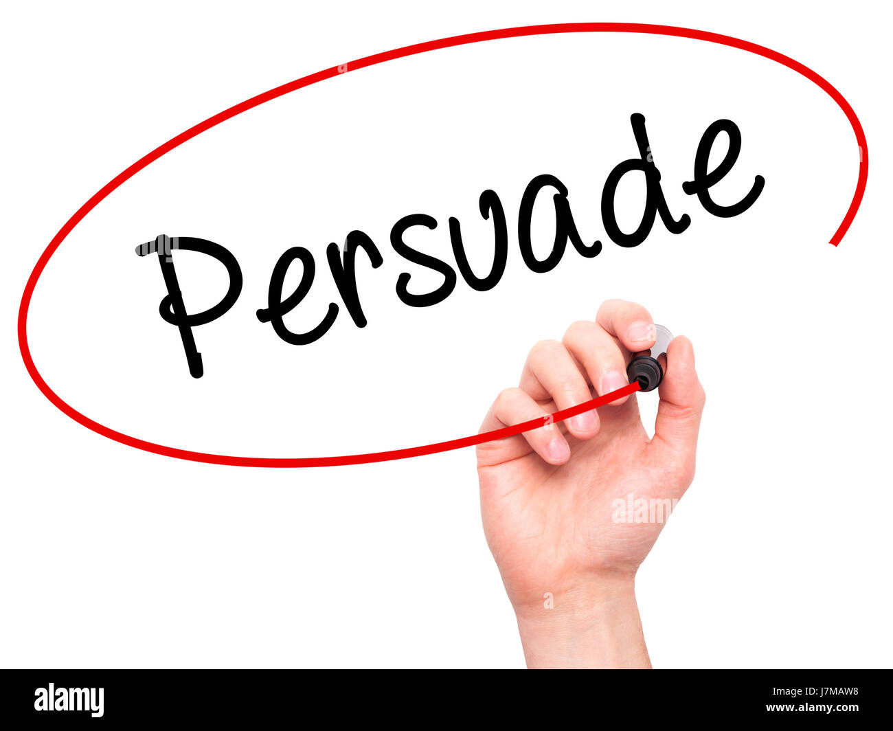 Man Hand writing Persuade with black marker on visual screen. Isolated ...