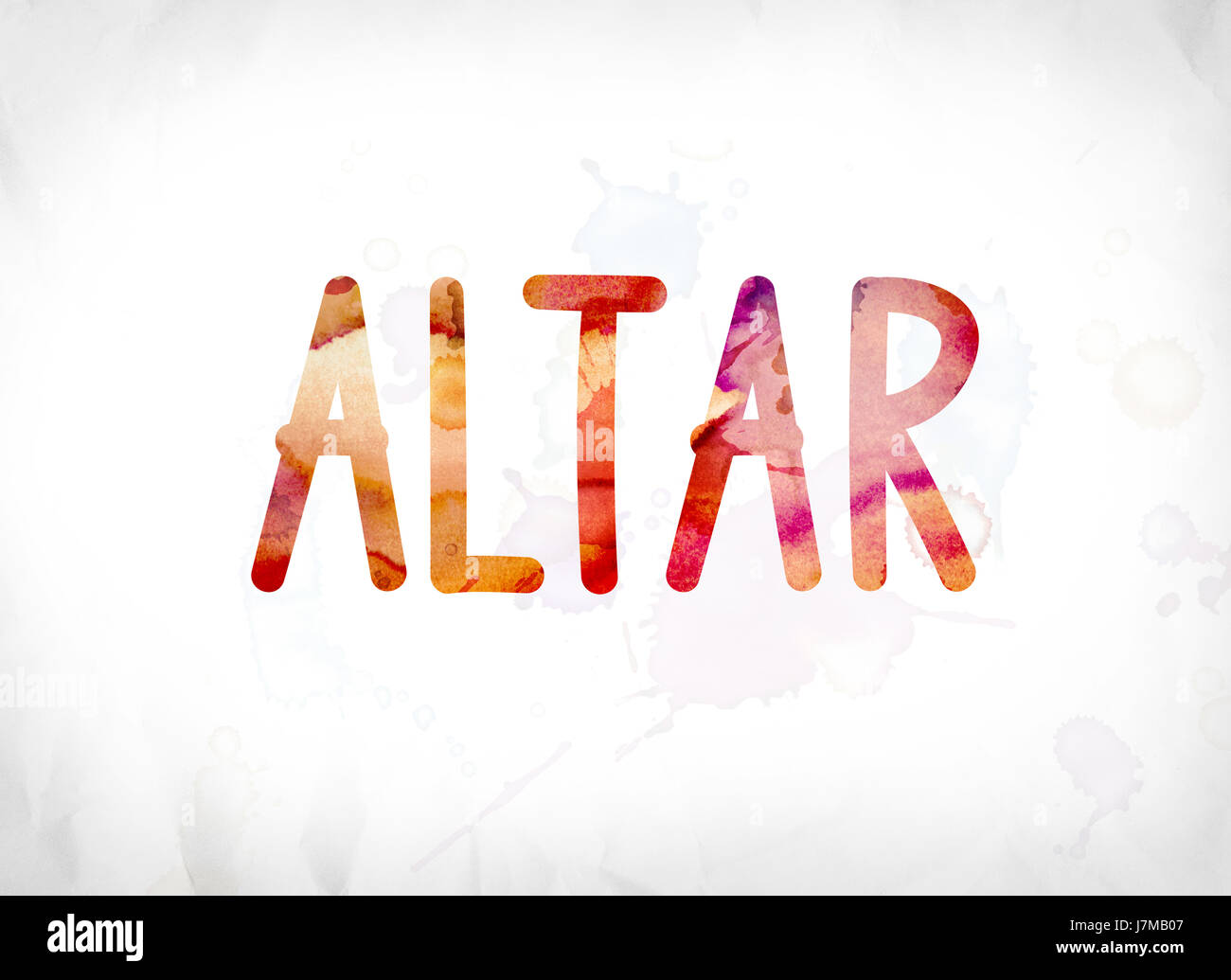 The word Altar concept and theme painted in colorful watercolors on a ...
