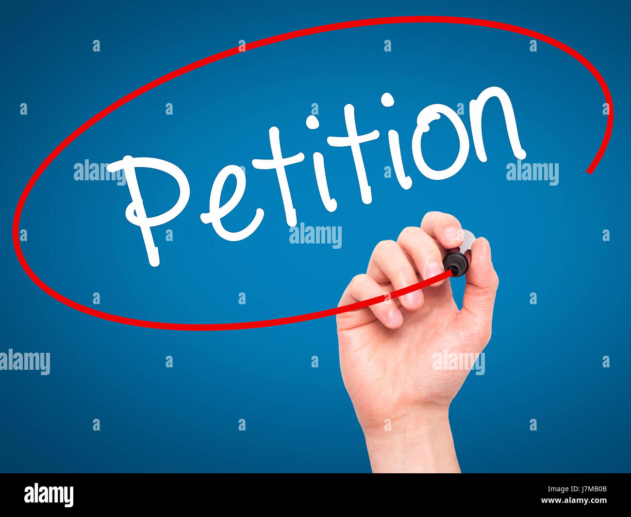 Man Hand writing Petition with black marker on visual screen. Isolated ...