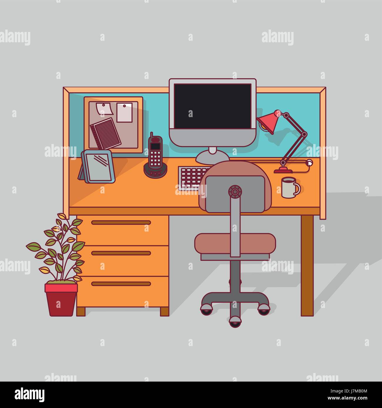 colorful background work place office interior Stock Vector Image & Art ...
