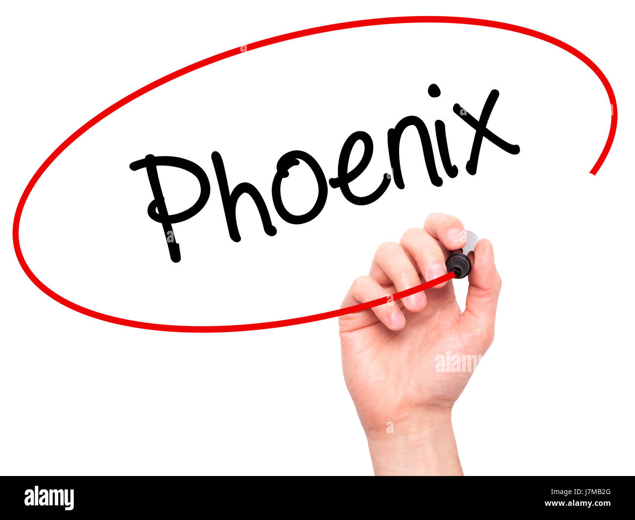 Man Hand writing Phoenix with black marker on visual screen. Isolated ...