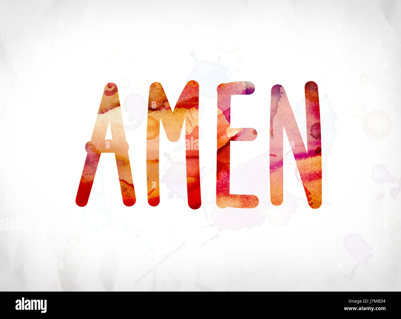 The word Amen concept and theme painted in colorful watercolors on a ...