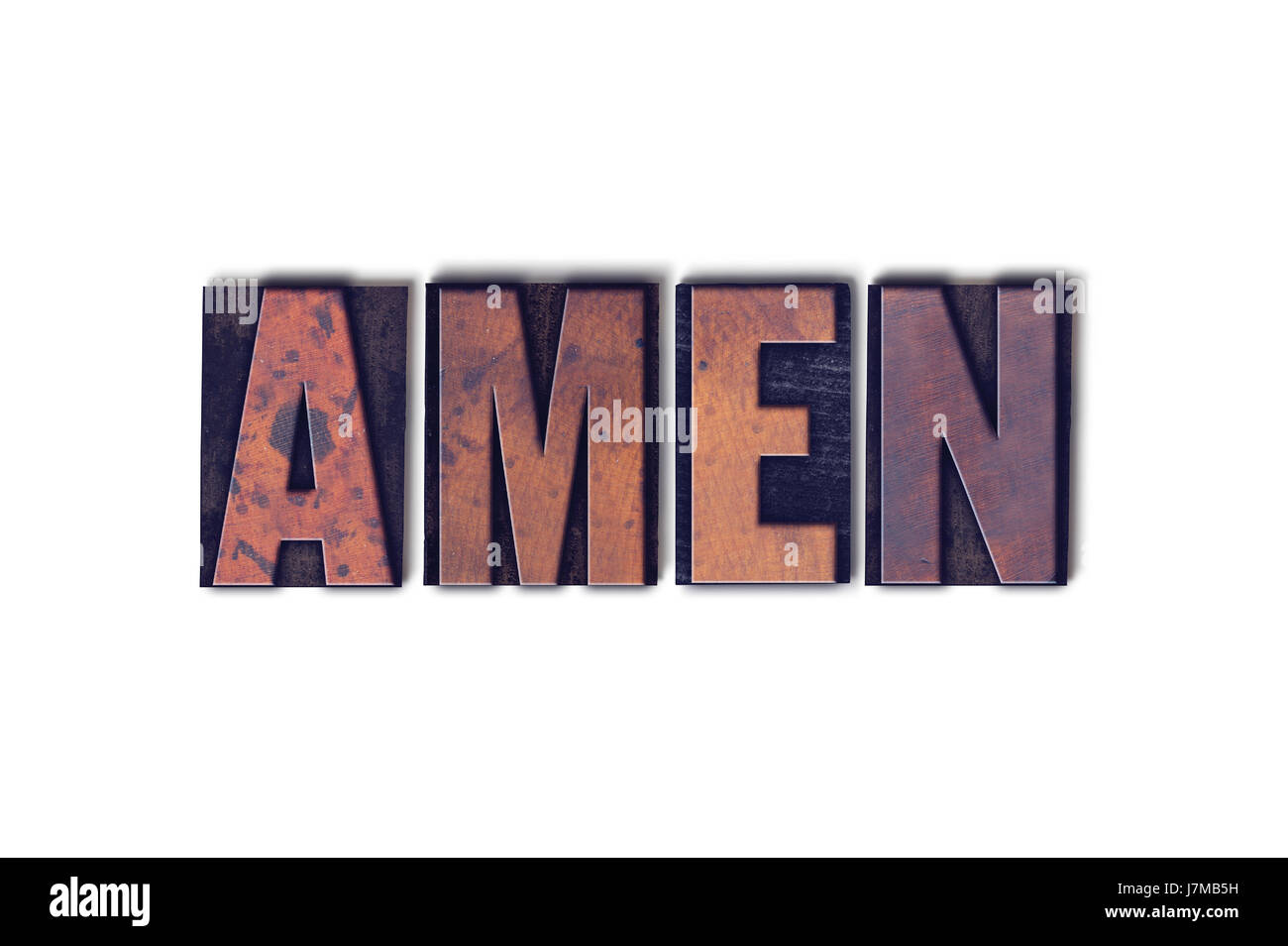 The word Amen concept and theme written in vintage wooden letterpress ...