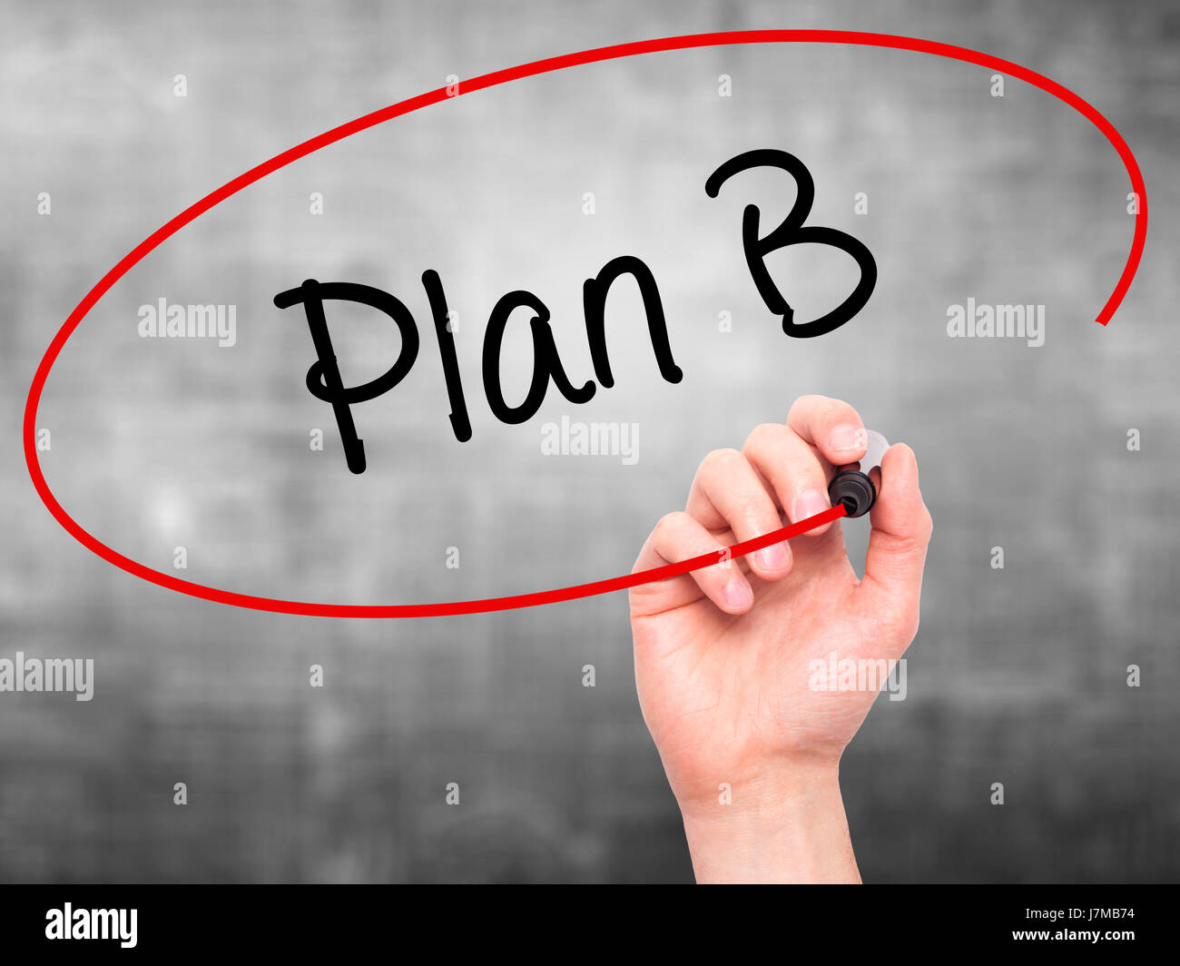 Man Hand writing Plan B with black marker on visual screen. Isolated on ...