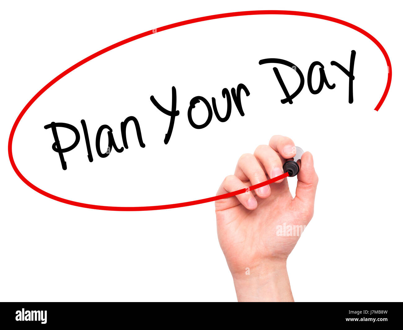 Man Hand writing Plan Your Day with black marker on visual screen ...