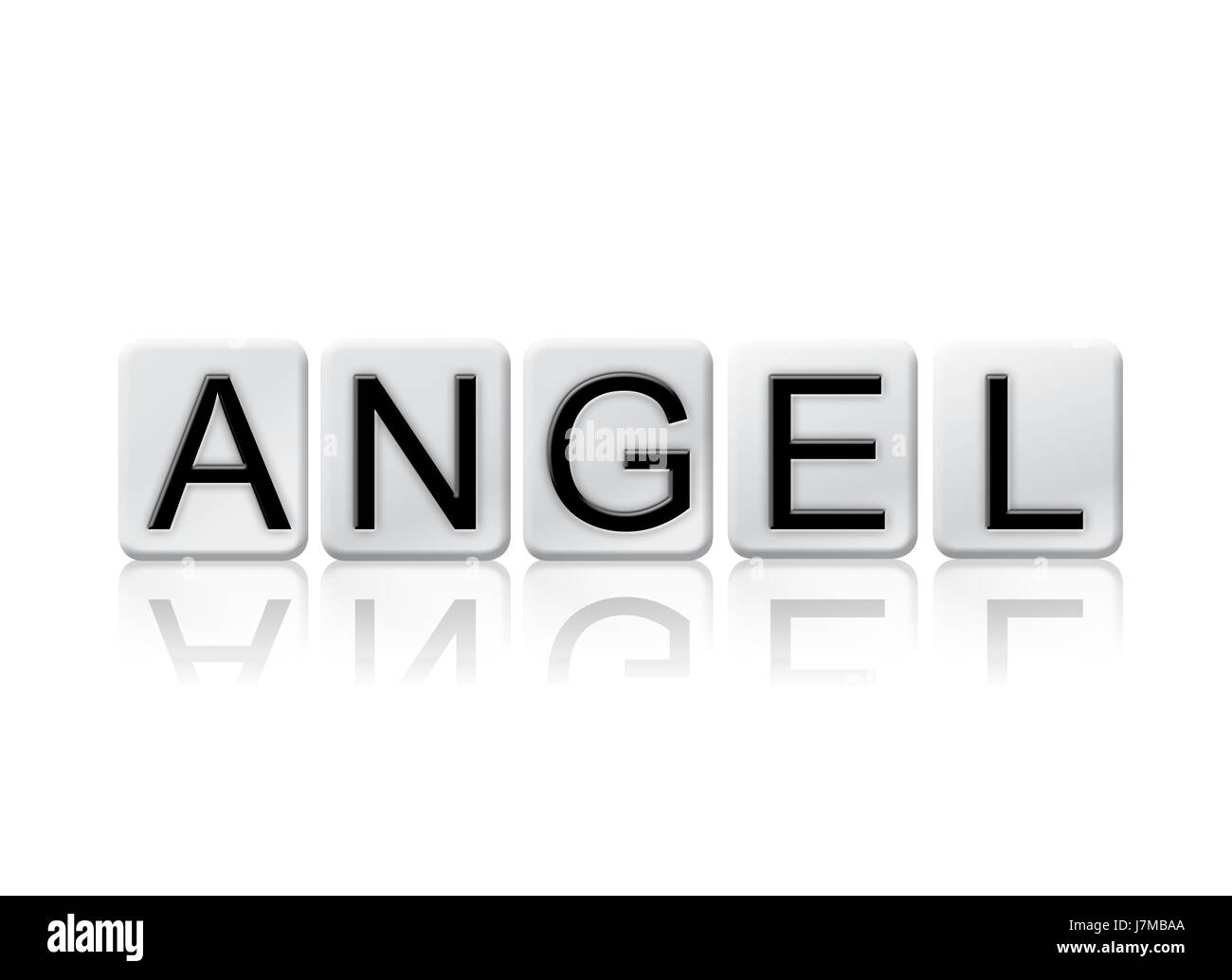 The word Angel concept and theme written in white tiles and isolated on ...
