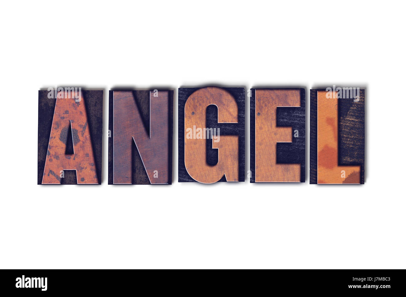 The word Angel concept and theme written in vintage wooden letterpress ...