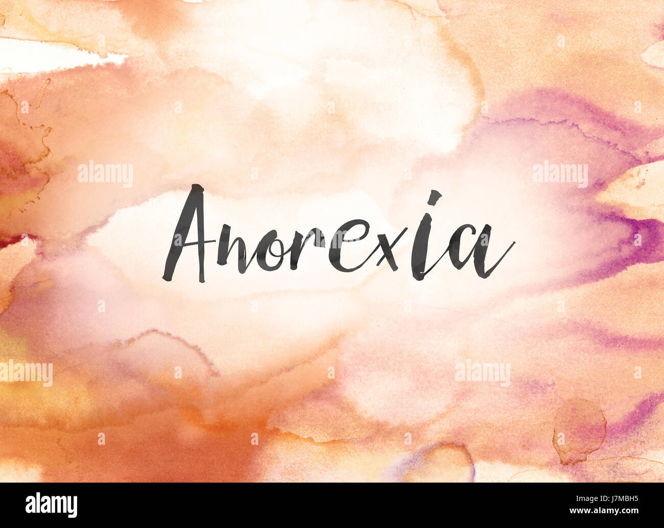 The word Anorexia concept and theme written in black ink on a colorful ...